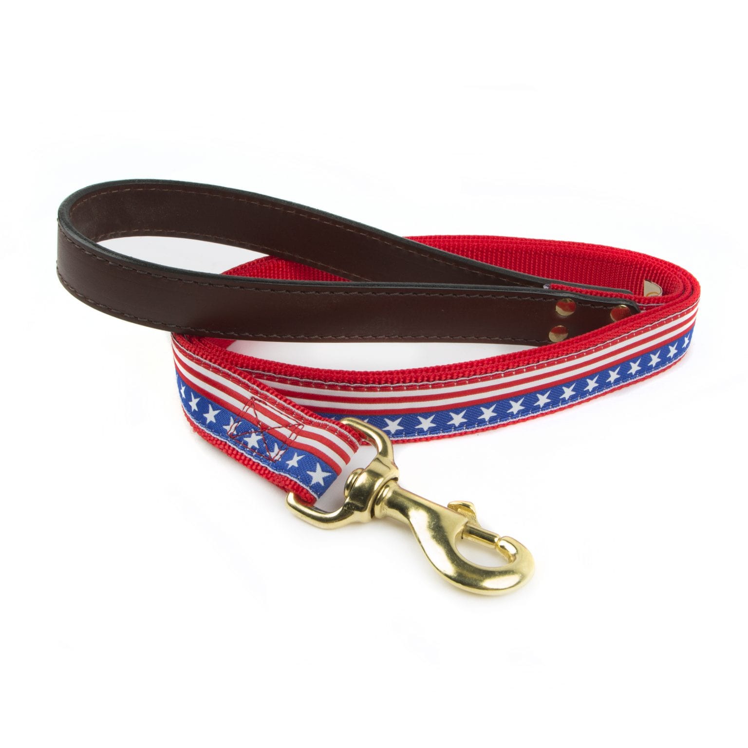 American Traditions Leather and Ribbon Dog Leash