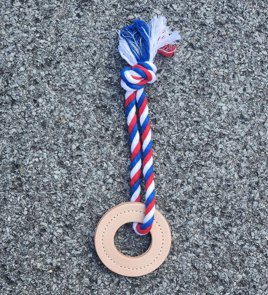 Natural Cotton & Leather Tug Toy - Ring, Knotted Rope - Limited Edition ...